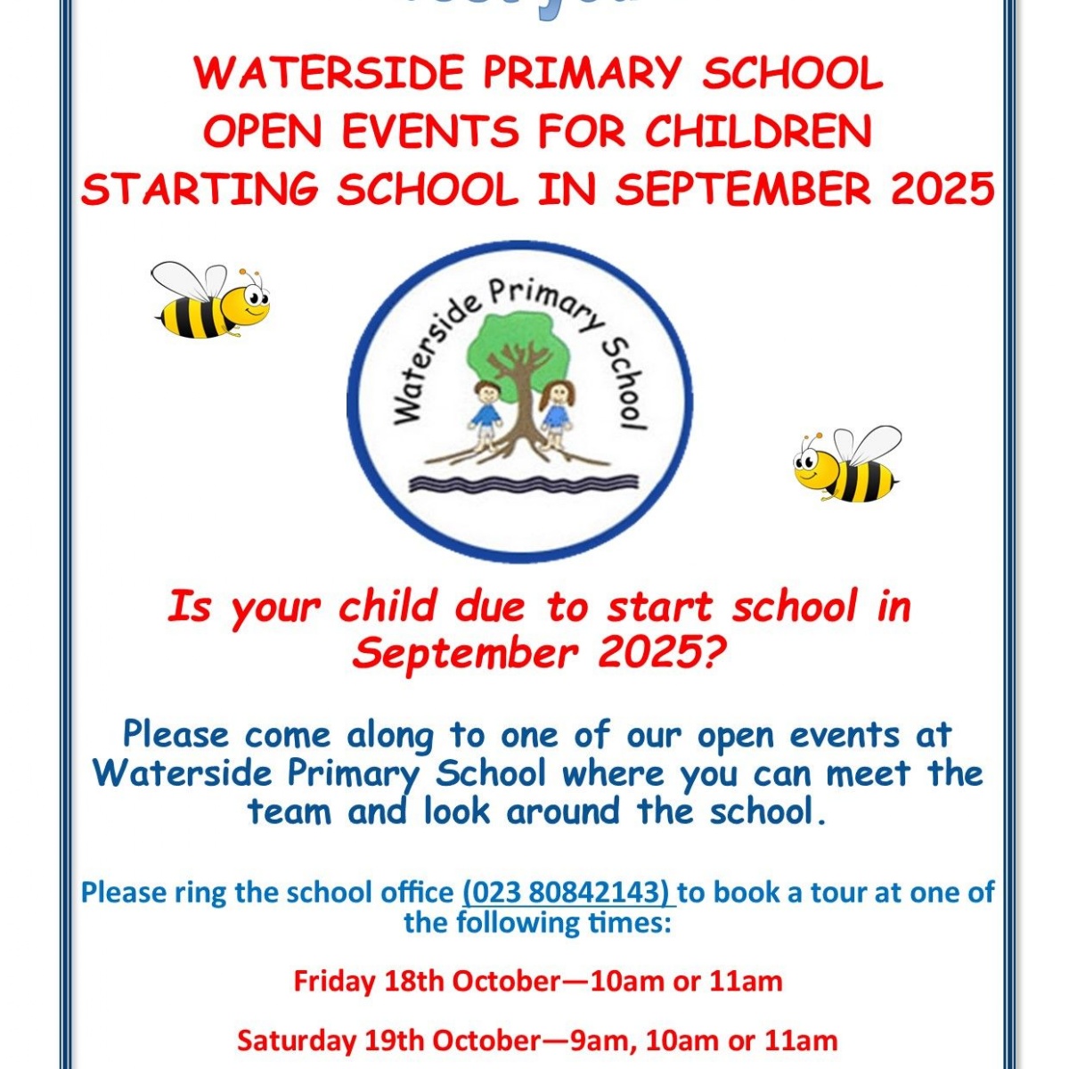 Waterside Primary School - September 2025 admissions for Year R